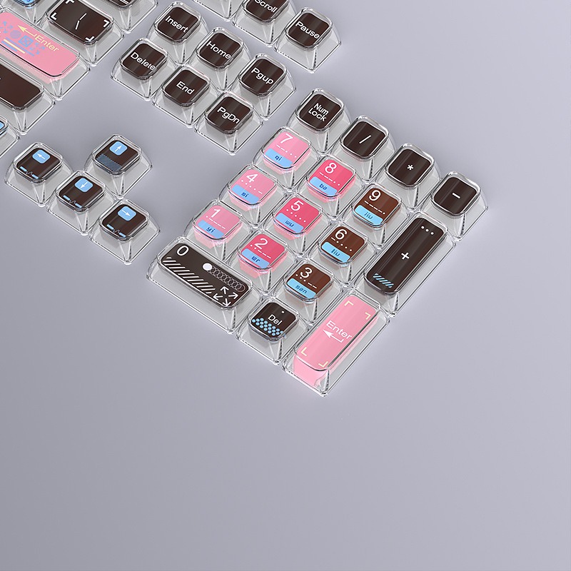 -LW- Double Layered PC Crystal Jelly Keycaps MDA Profile Mechanical ...