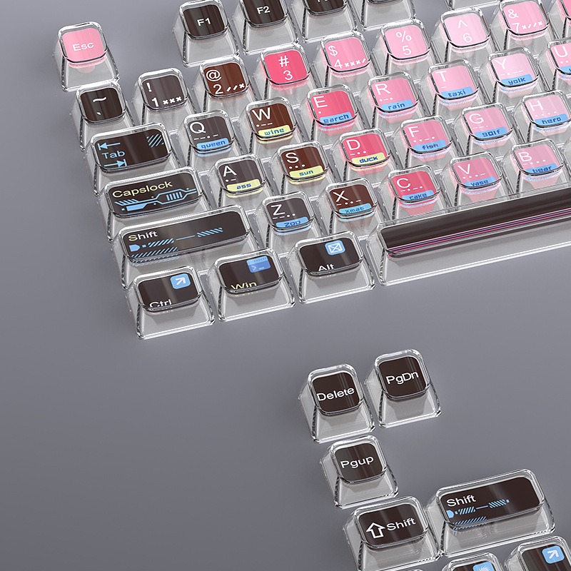 -LW- Double Layered PC Crystal Jelly Keycaps MDA Profile Mechanical ...