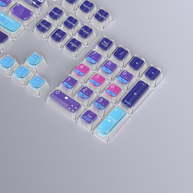 -LW- Double Layered PC Crystal Jelly Keycaps MDA Profile Mechanical ...