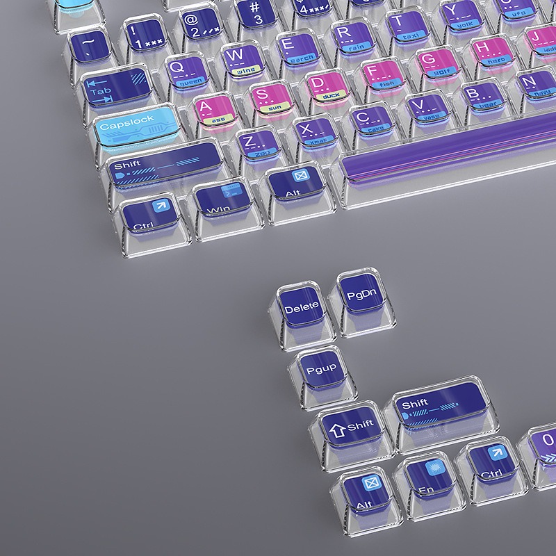 -LW- Double Layered PC Crystal Jelly Keycaps MDA Profile Mechanical ...