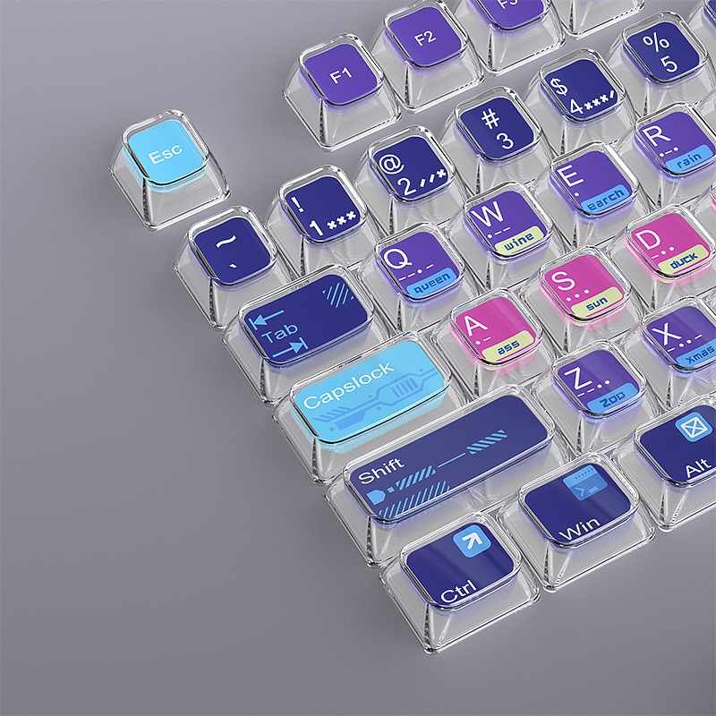 -LW- Double Layered PC Crystal Jelly Keycaps MDA Profile Mechanical ...