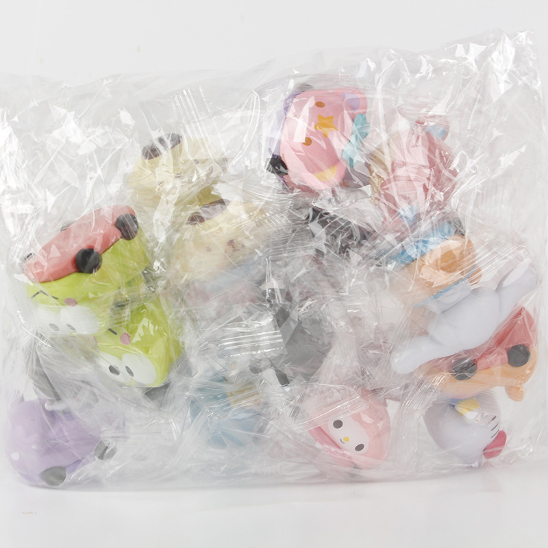 10Pcs/Set Anime My Melody Kuromi Little Car Cinnamoroll Pom Pom Purin ...