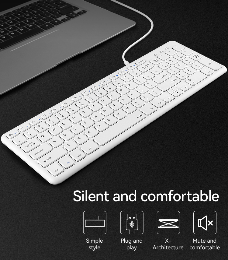 BOW USB Wired Keyboard HW156S-A Silent Simple Layout Practical Keyboard ...
