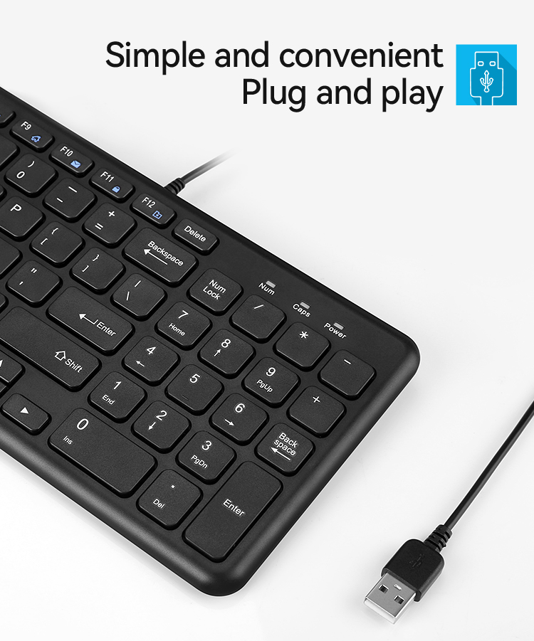 BOW USB Wired Keyboard HW156S-A Silent Simple Layout Practical Keyboard ...