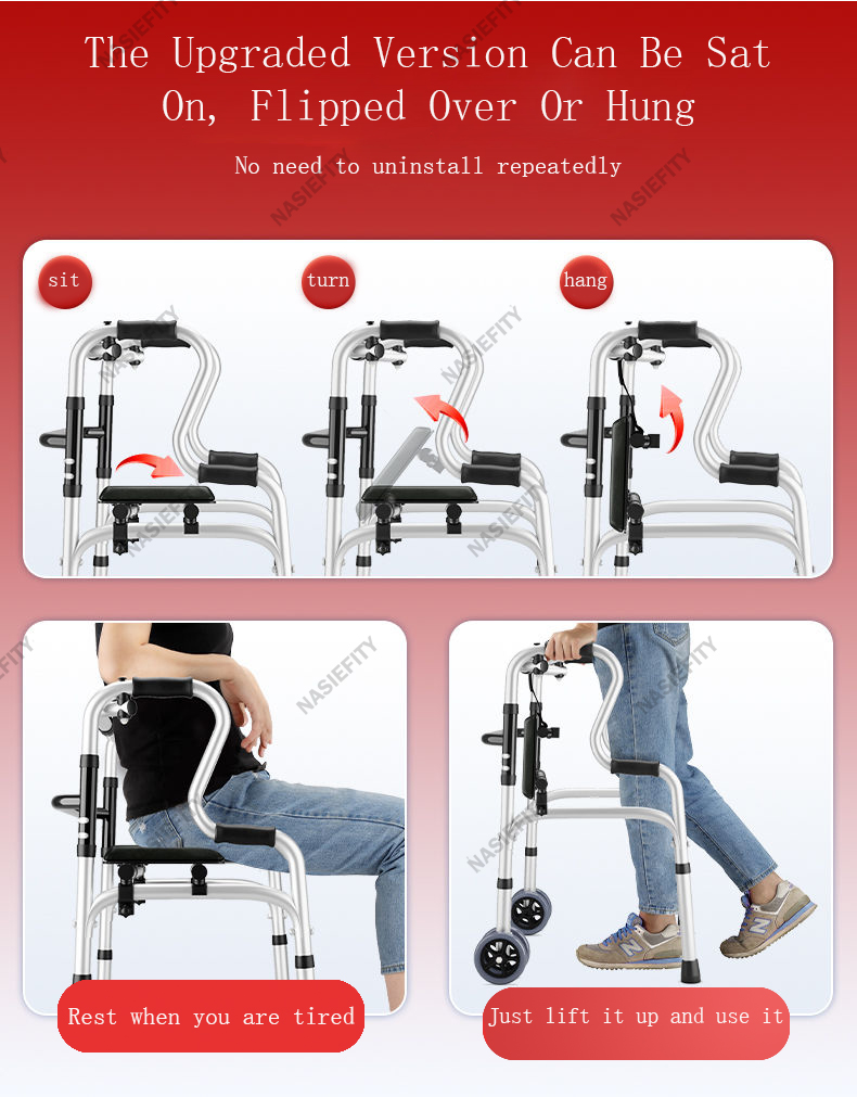 Walker For Elderly Stainless Steel 8 Levels Of Height Adjustment Walker ...