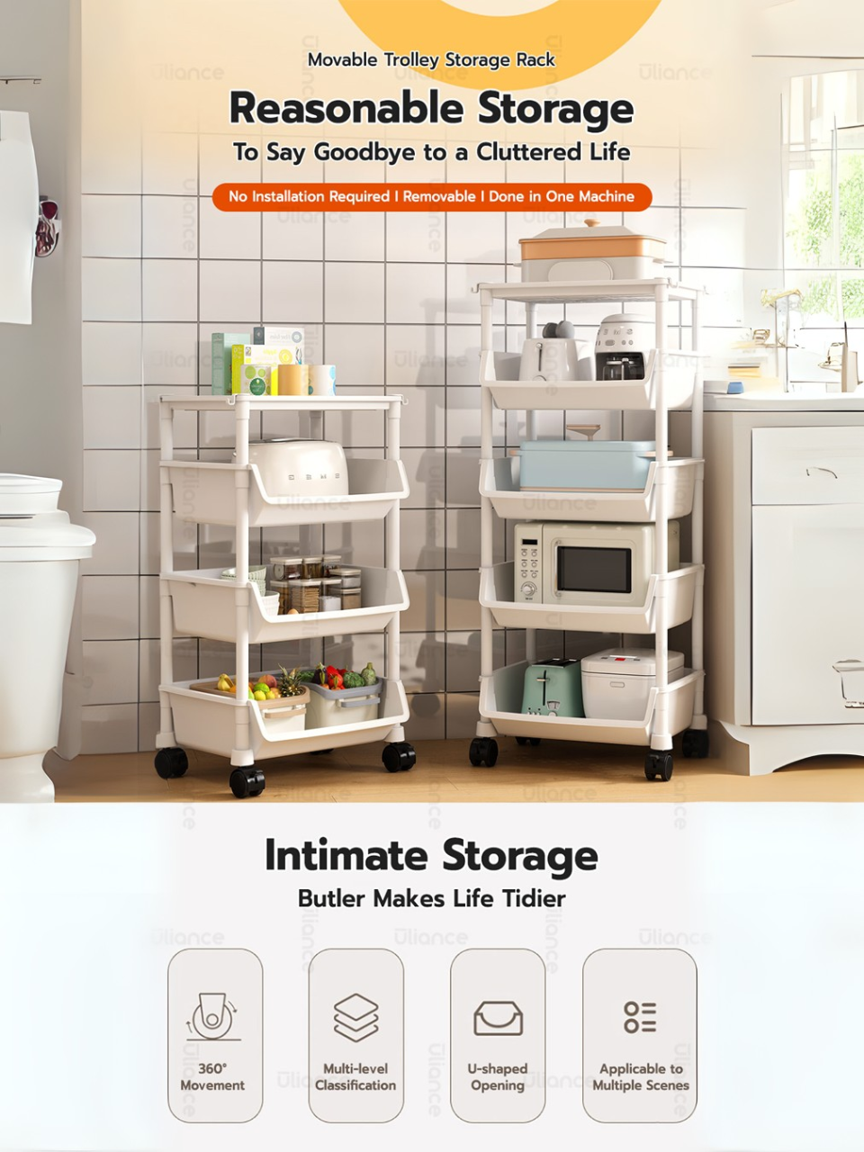 Murano Layer Moving Rack Kitchen Storage Shelf Wall Cabinets Home ...