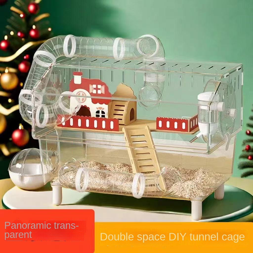 Acrylic Hamster Cage Fully Transparent Double-Layer Luxury Hamster ...