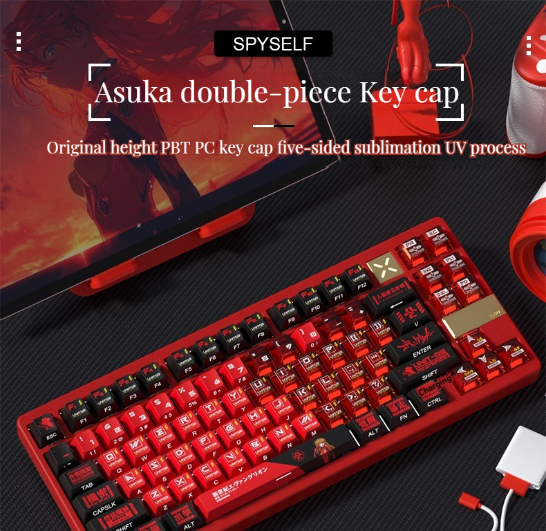【Fast Shipping】Evangelion Keycaps EVA Unit 02 Asuka Key cap Double-shot ...