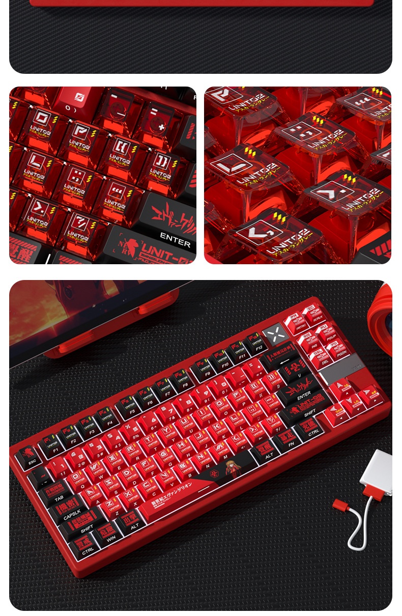 【Fast Shipping】Evangelion Keycaps EVA Unit 02 Asuka Key cap Double-shot ...