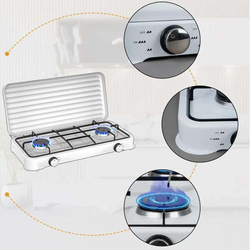 Double Burner Gas Stove Heavy Duty With Cover Stainless Steel Liquefied ...