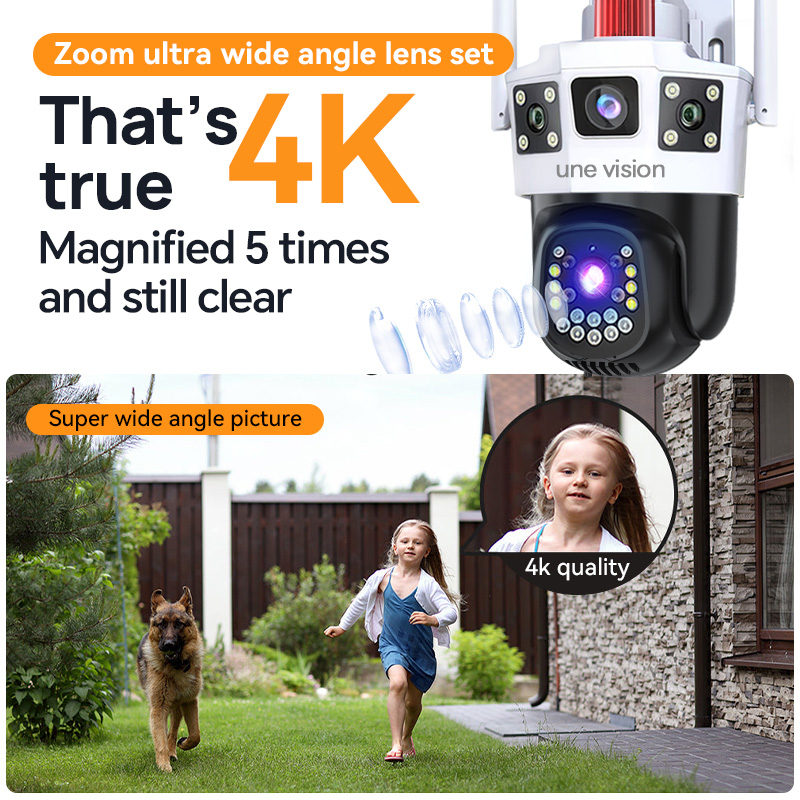UNEED Outdoor CCTV Camera 360 4K Night Vision Wireless No WIFI Needed ...