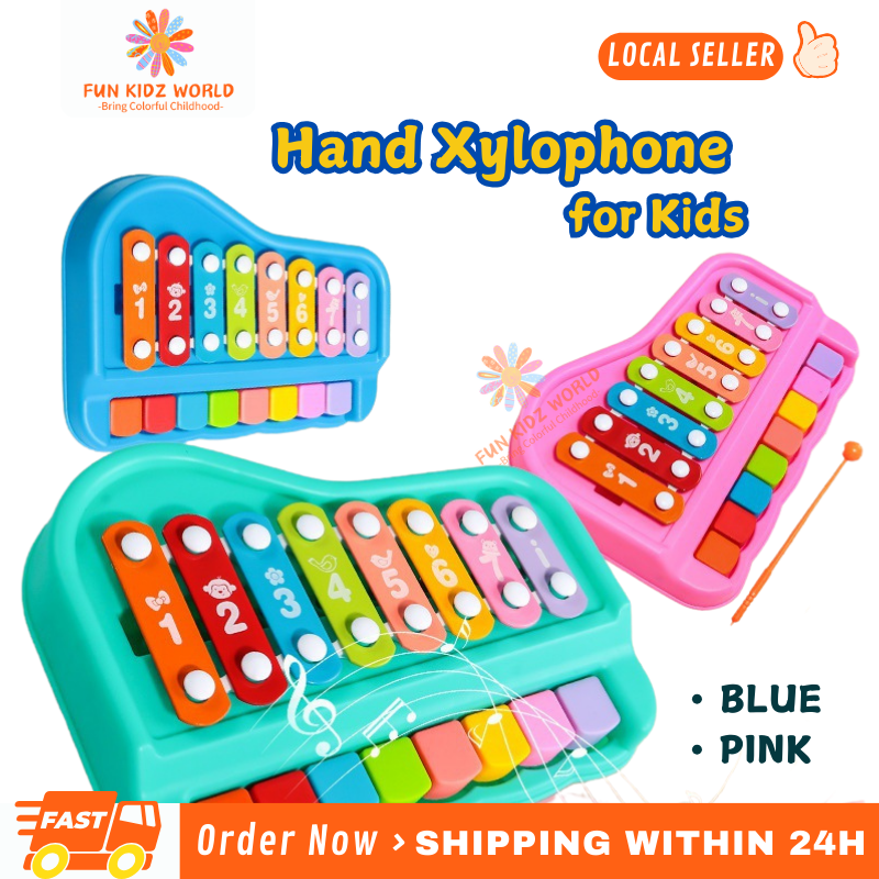 Quality Piano Hand Xylophone 2IN1 Musical Toys Blue Pink Xylophone ...