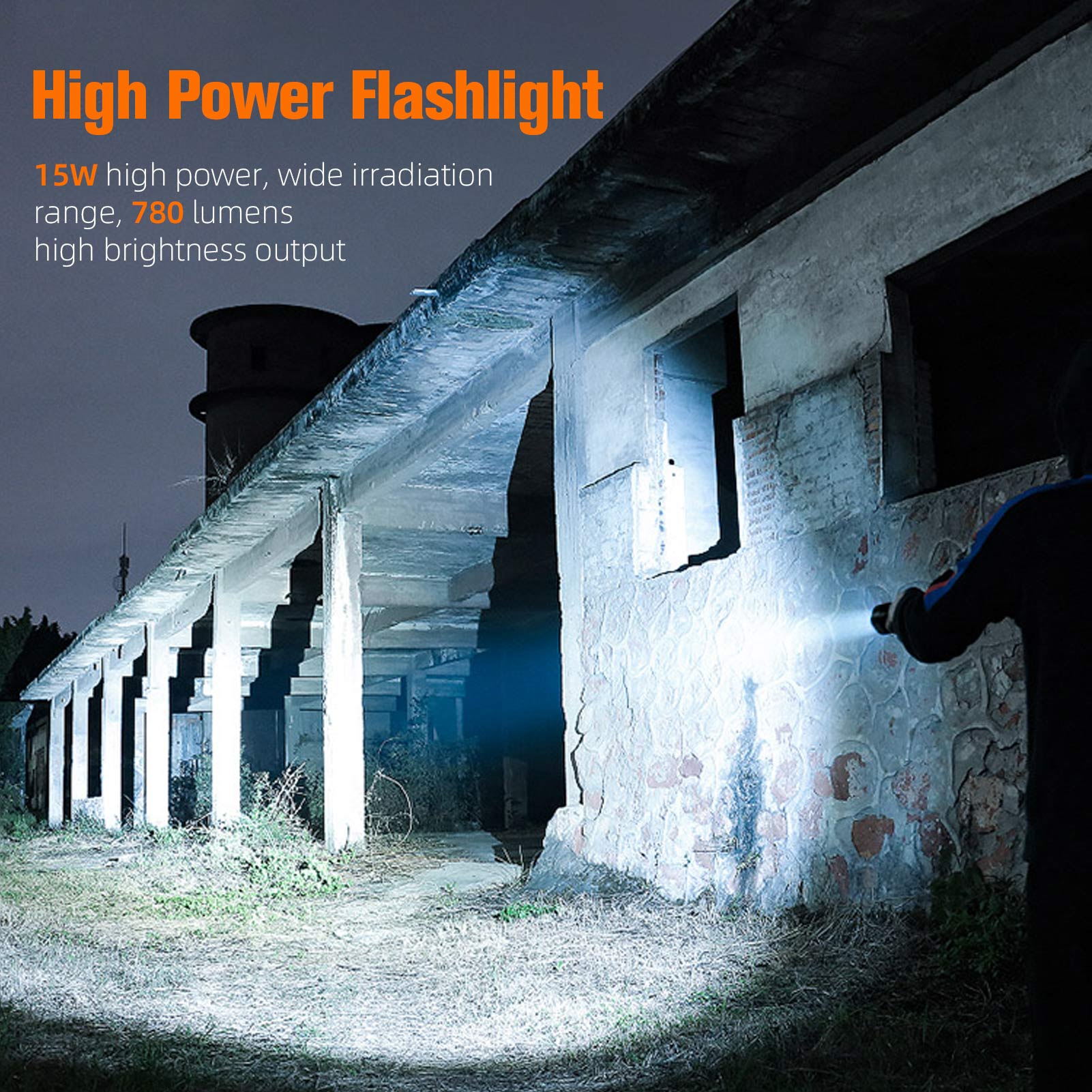 SUPERFIRE V8-T 15W Zoomable Flashlight Super Bright Type-C Rechargeable ...