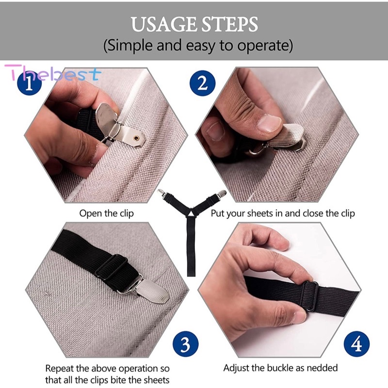 6-side buckle sheet clips Suspender fasteners Adjustable elastic sheet ...