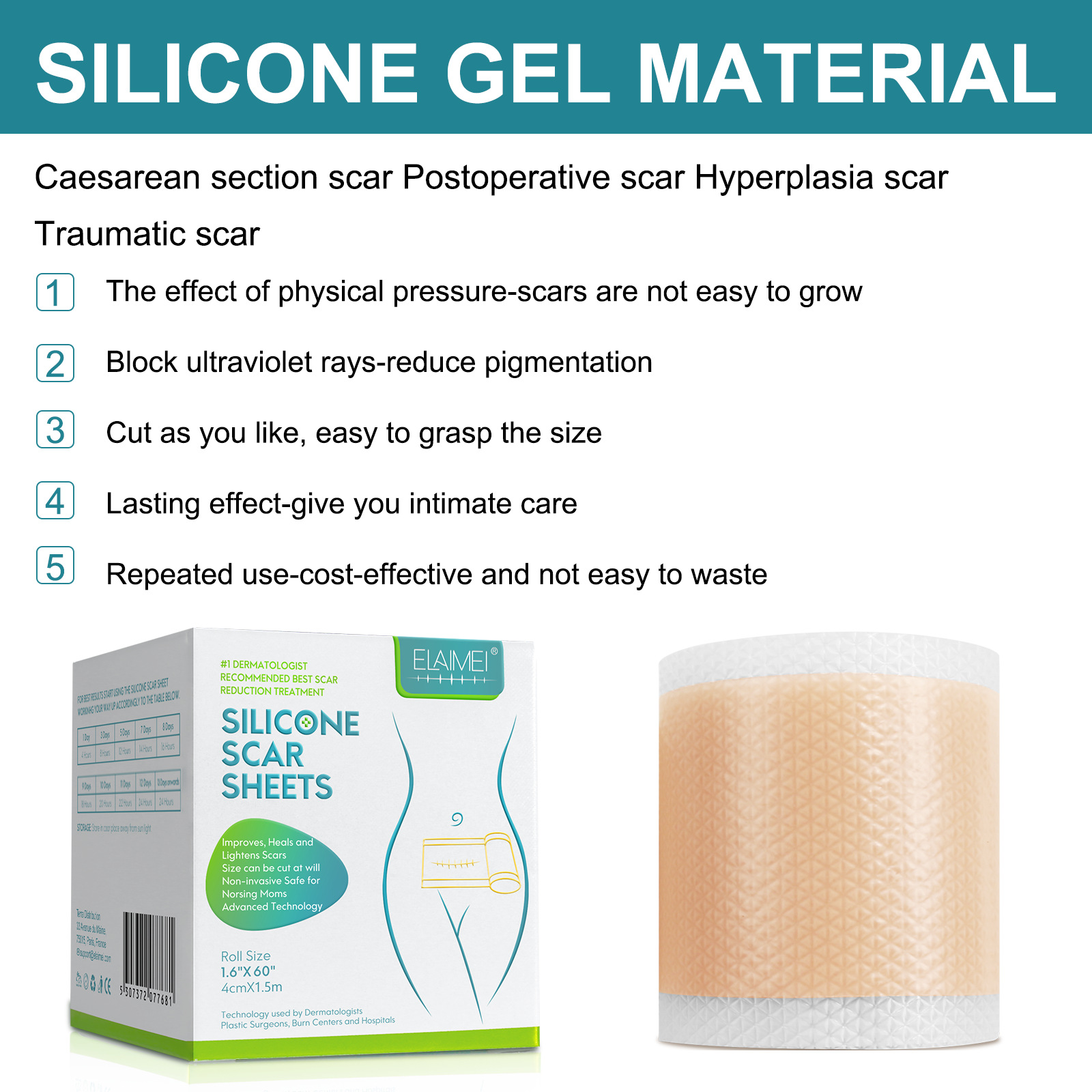 Self-Adhering Medical Scar Tape - Ideal for Post-Surgery Scars from C ...