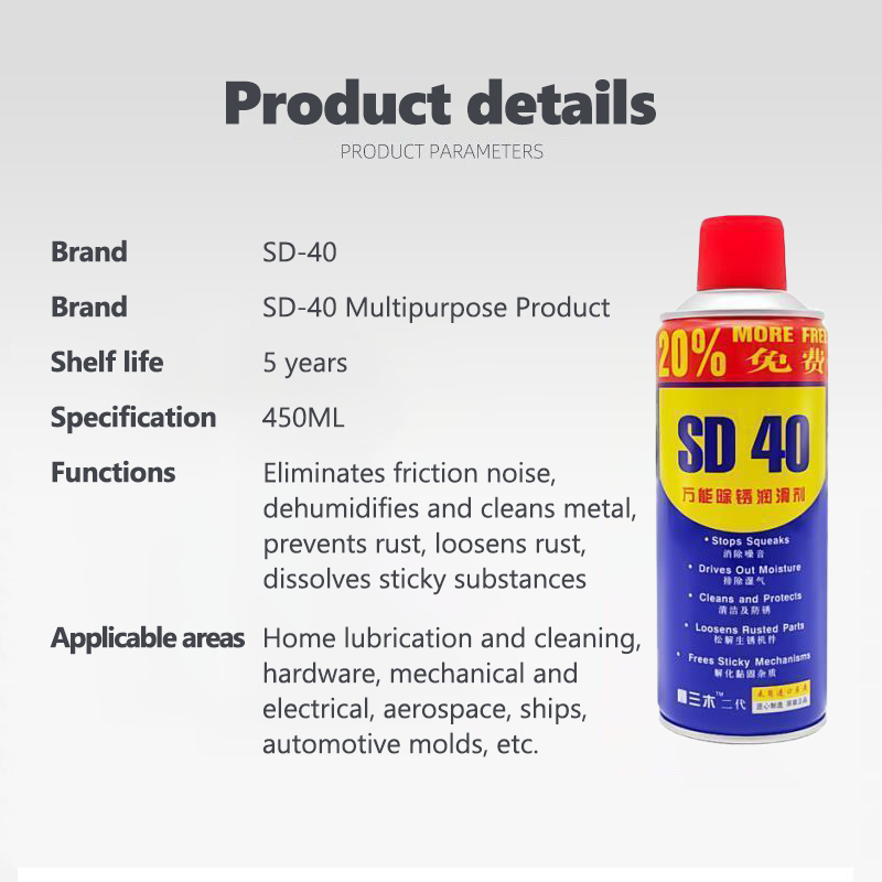 SD-40,450ml ORIGINAL Rust Remover Spray WD Penetrating Oil rust remover ...