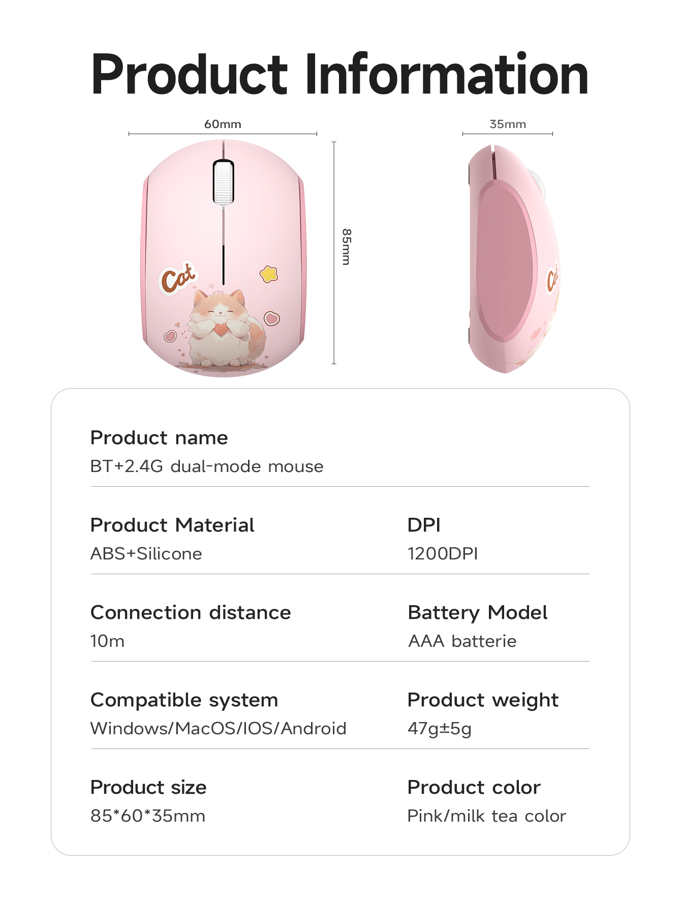 HOCO Original M9 Cute Cartoon 2.4Ghz&Bluetooth Dual-mode Wireless Mouse ...