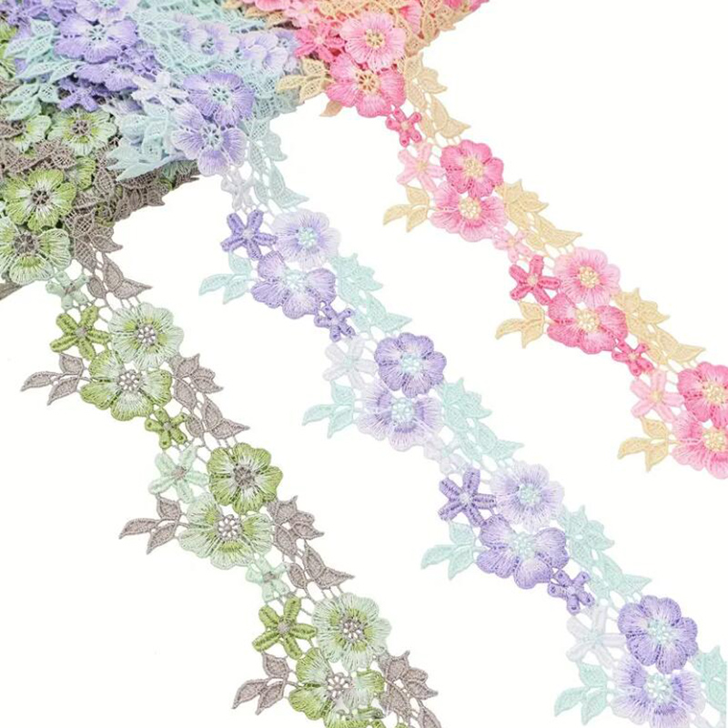 1 Yard Pink Purple Green Fluorescent Rose Venice Lace Various Skirts ...