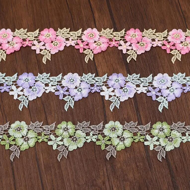 1 Yard Pink Purple Green Fluorescent Rose Venice Lace Various Skirts ...