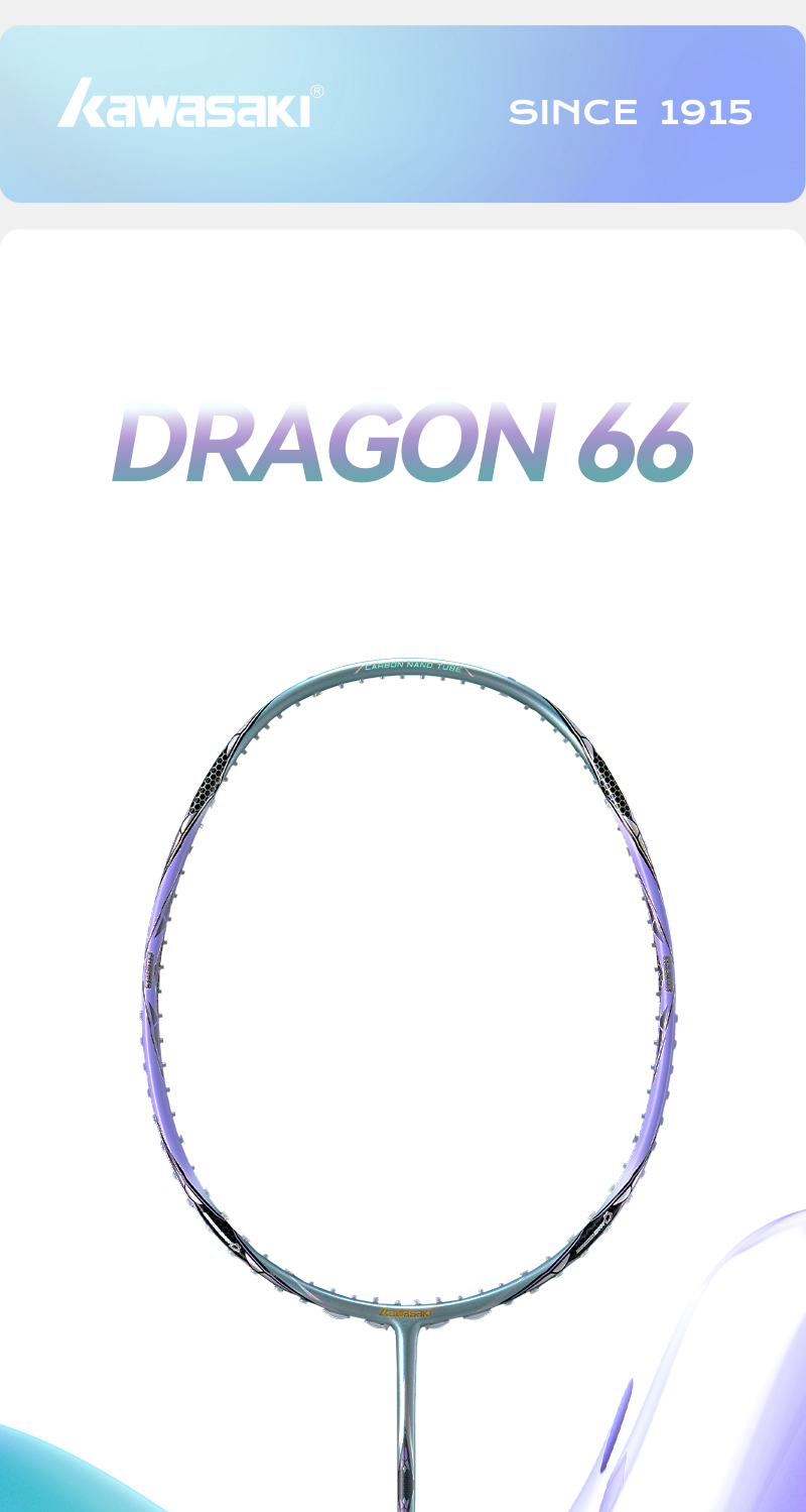 Kawasaki Badminton Racket Dragon 66 5U 18-30LBS 24T Carbon Fiber For ...