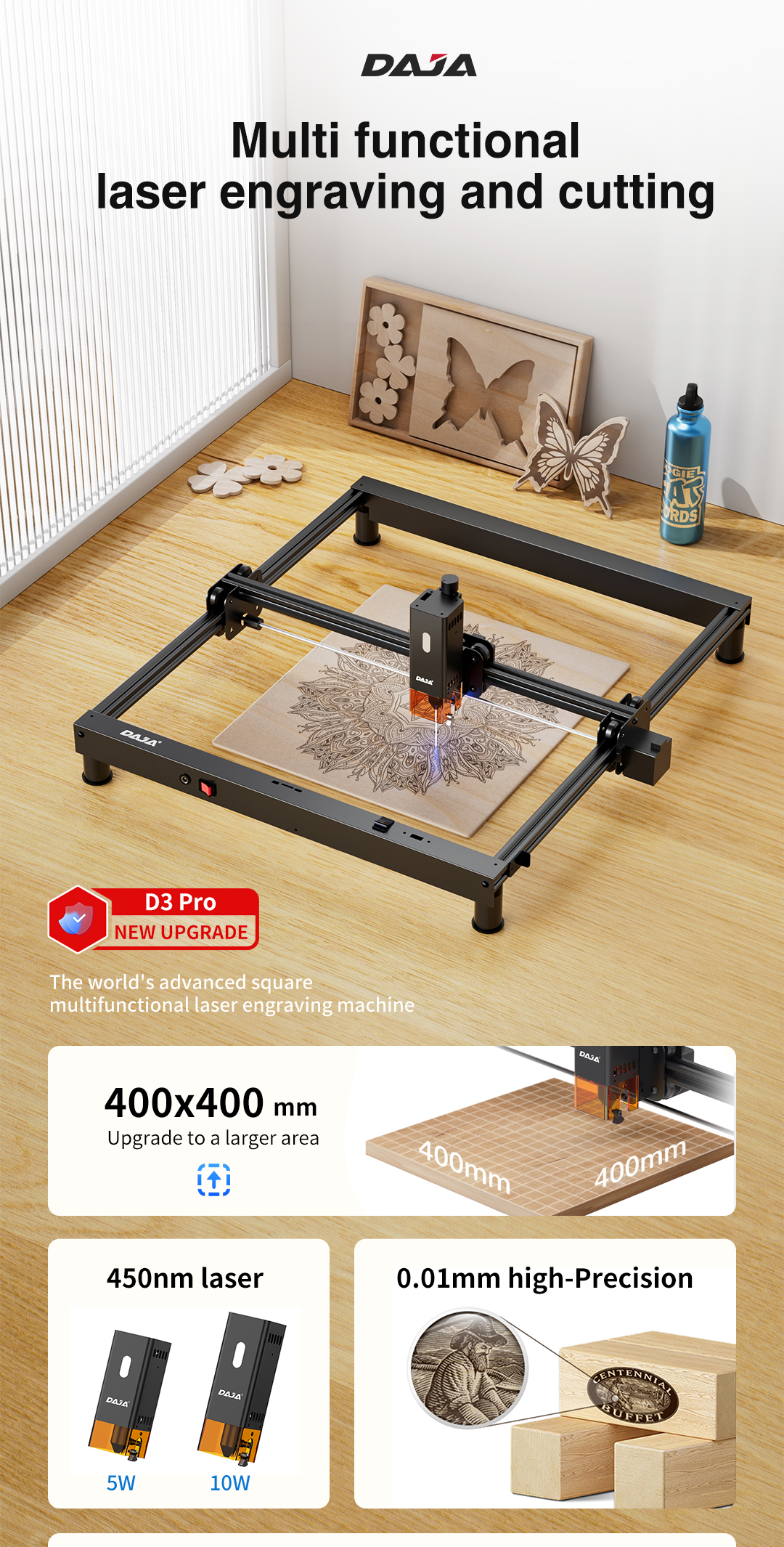 DAJA Commercial Laser Engraving Machine D3 PRO Fully Upgraded for Wood ...