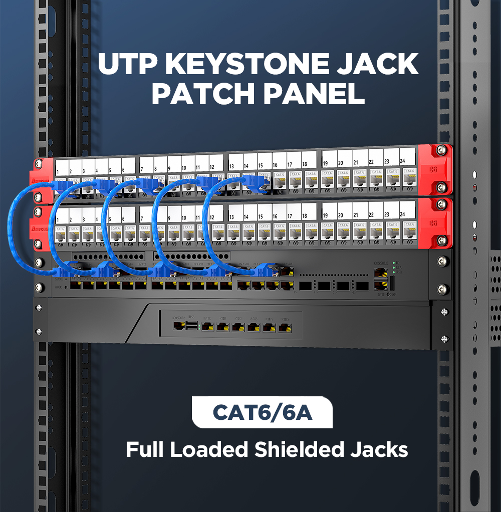 AMPCOM Patch Panel , 24 Port Patch Panel Pass Through, RJ45 UTP Thru ...