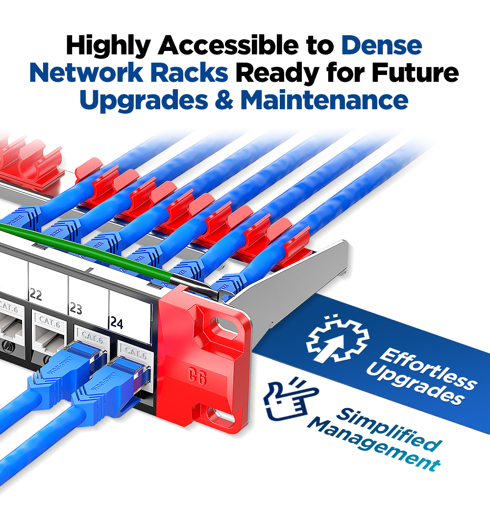 AMPCOM Patch Panel , 24 Port Patch Panel Pass Through, RJ45 UTP Thru ...