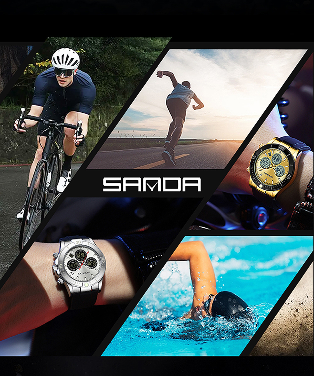 SANDA Luxury Men's Quartz Electronic Watch Sports Multi functional ...