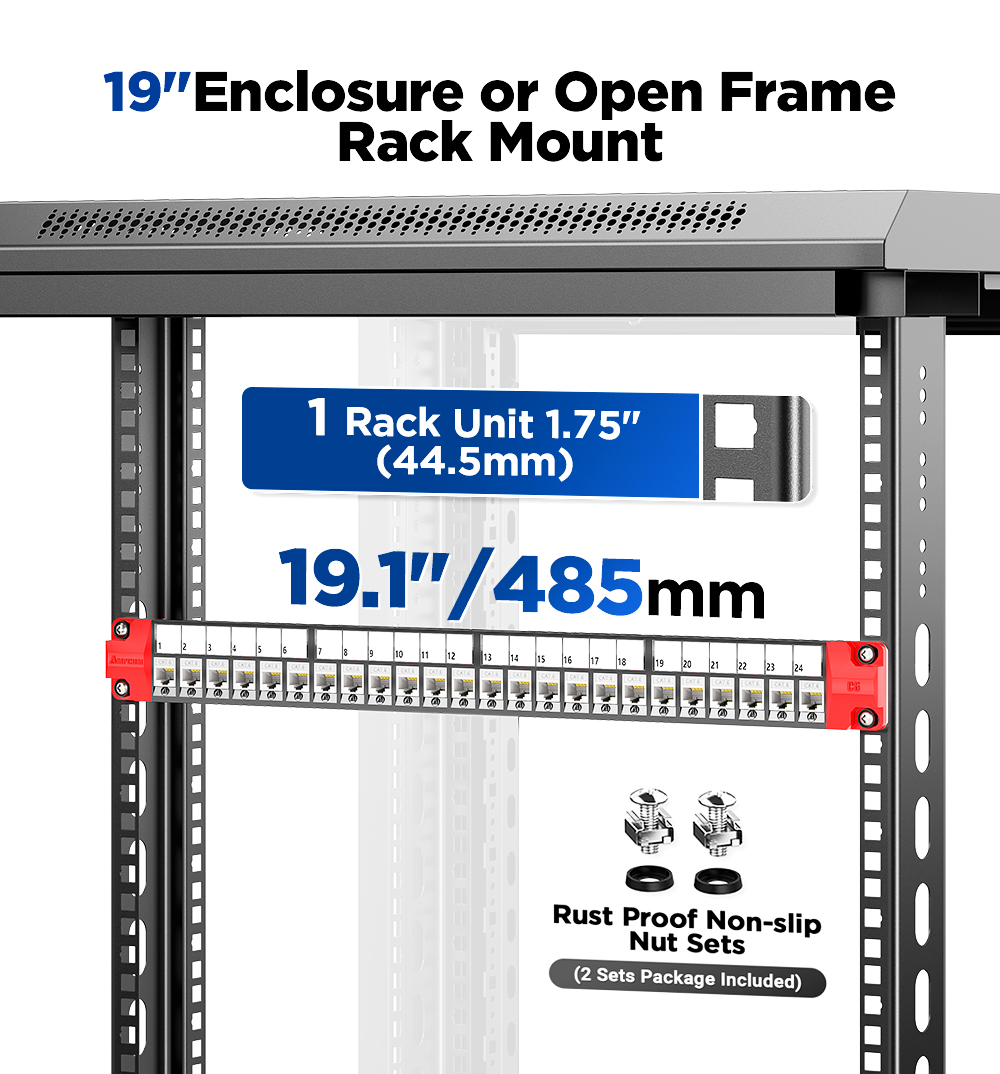AMPCOM Patch Panel , 24 Port Patch Panel Pass Through, RJ45 UTP Thru ...