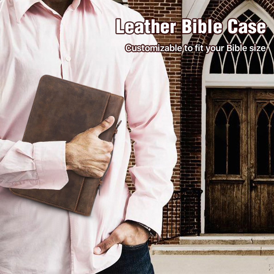 CONTACT'S FAMILY 100% Genuine Leather Book Cover Case Carrying Book Bag ...