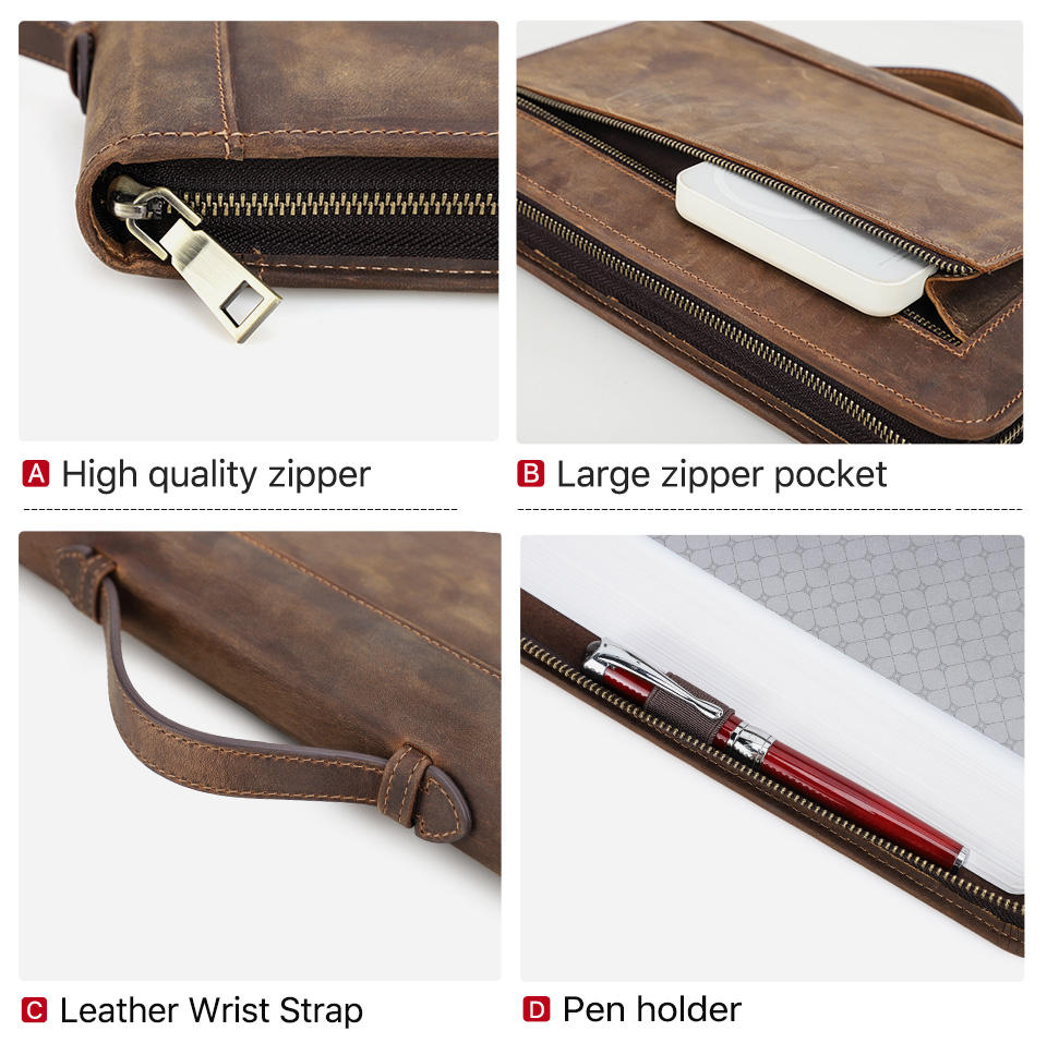 CONTACT'S FAMILY 100% Genuine Leather Book Cover Case Carrying Book Bag ...