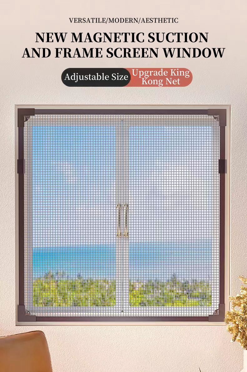 DIY Magnetic Screen Window with Frame Detachable Mosquito Screen for ...