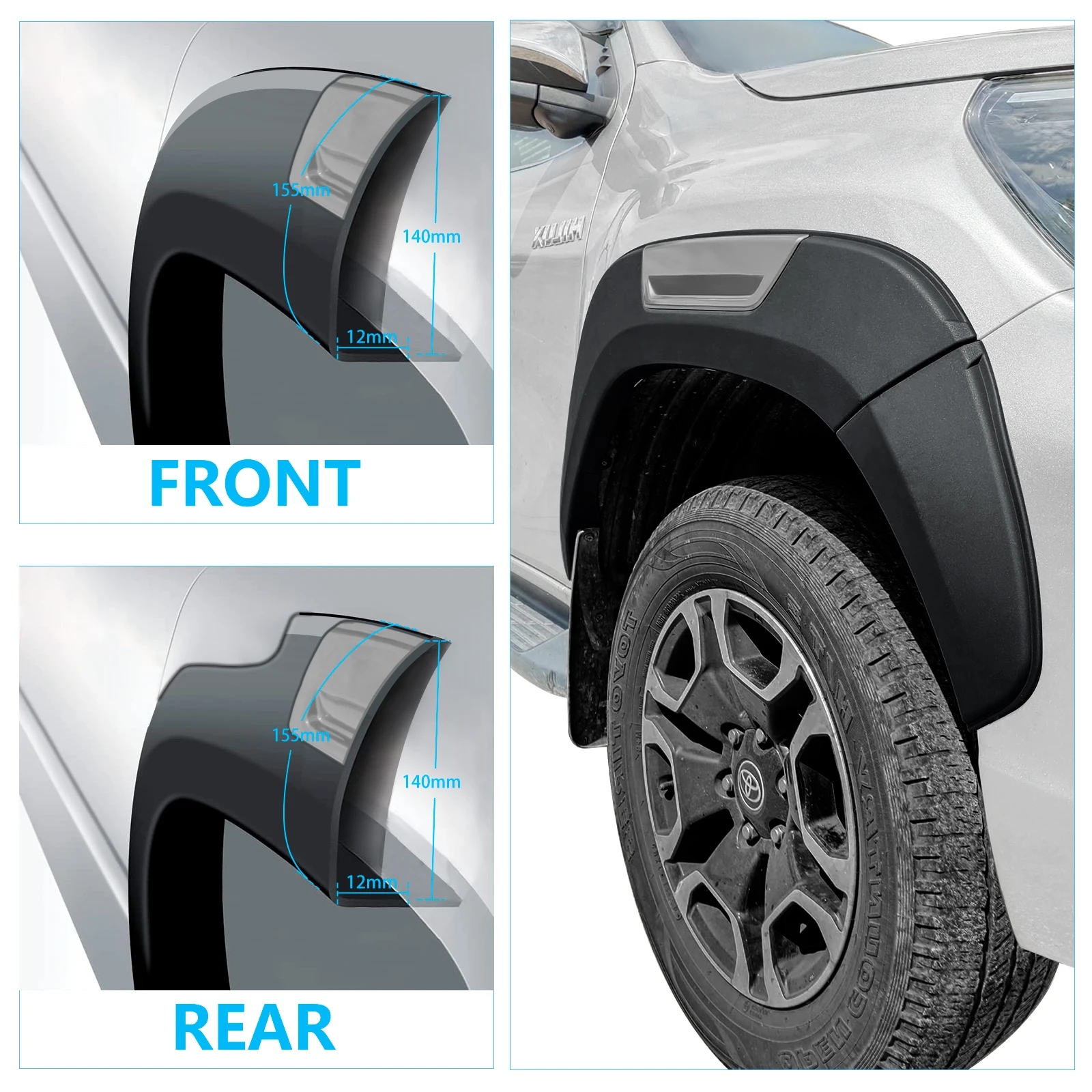 Revo Fender Flare Toyota Hilux Conquest Design Slim Fender Flare Matte ...