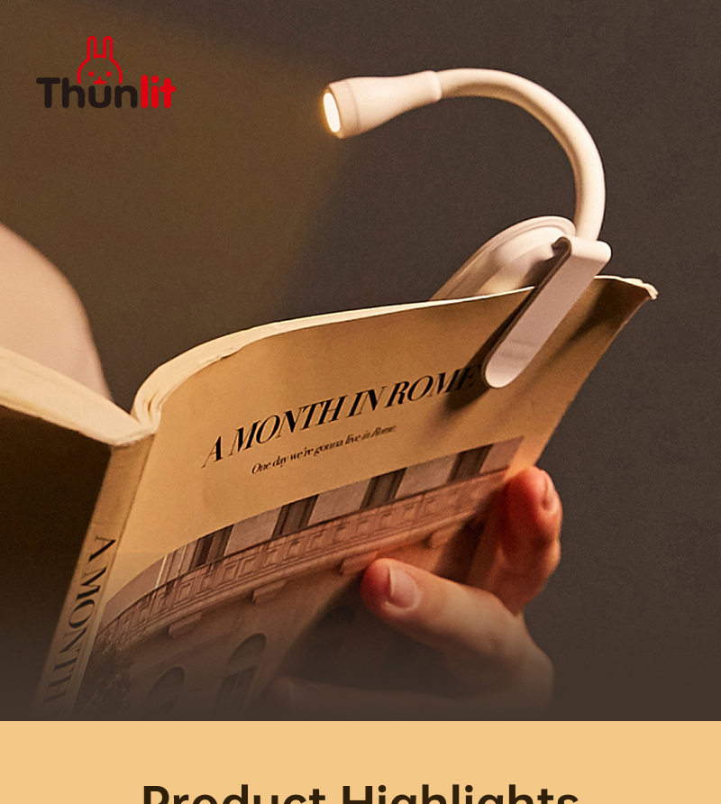 Thunlit Mini Clip Light Rechargeable Book Lights for Reading in Bed ...