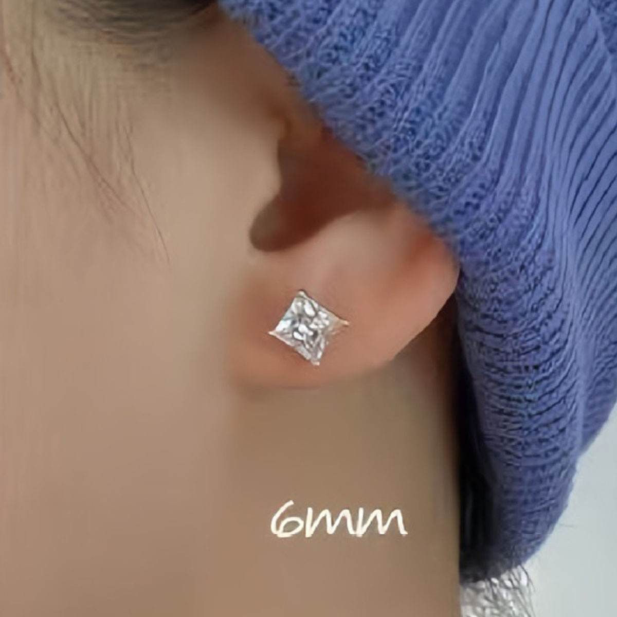 1 Pairs Crystal Strong Magnetic Ear Stud Clip Earrings for Men Women Punk Squared Zircon Magnet ...