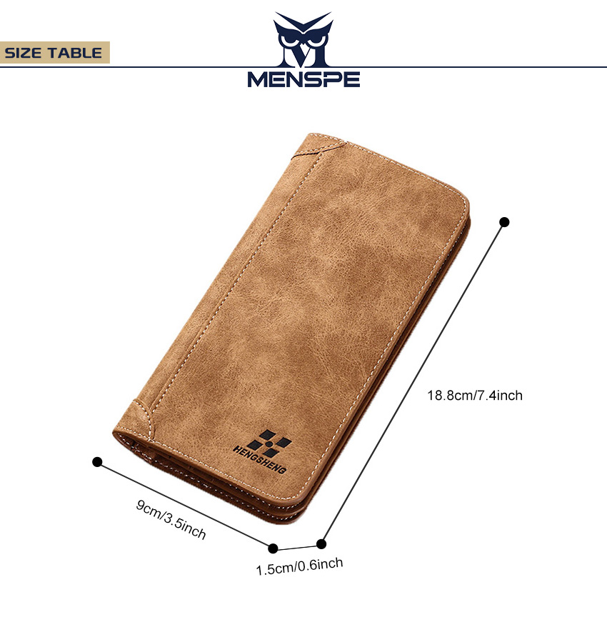 MENSPE Men's Wallet Men's Long Wallet PU Long Wallet Multi-Functional ...