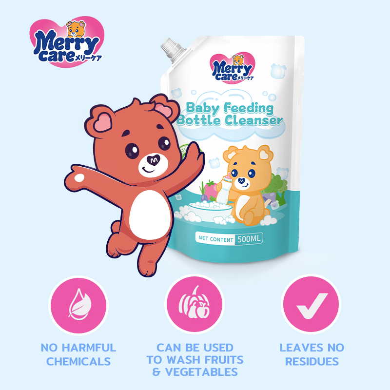 Merrycare Baby Bottle Cleanser 500ml Pack of 4 Bottle Wash For Baby ...