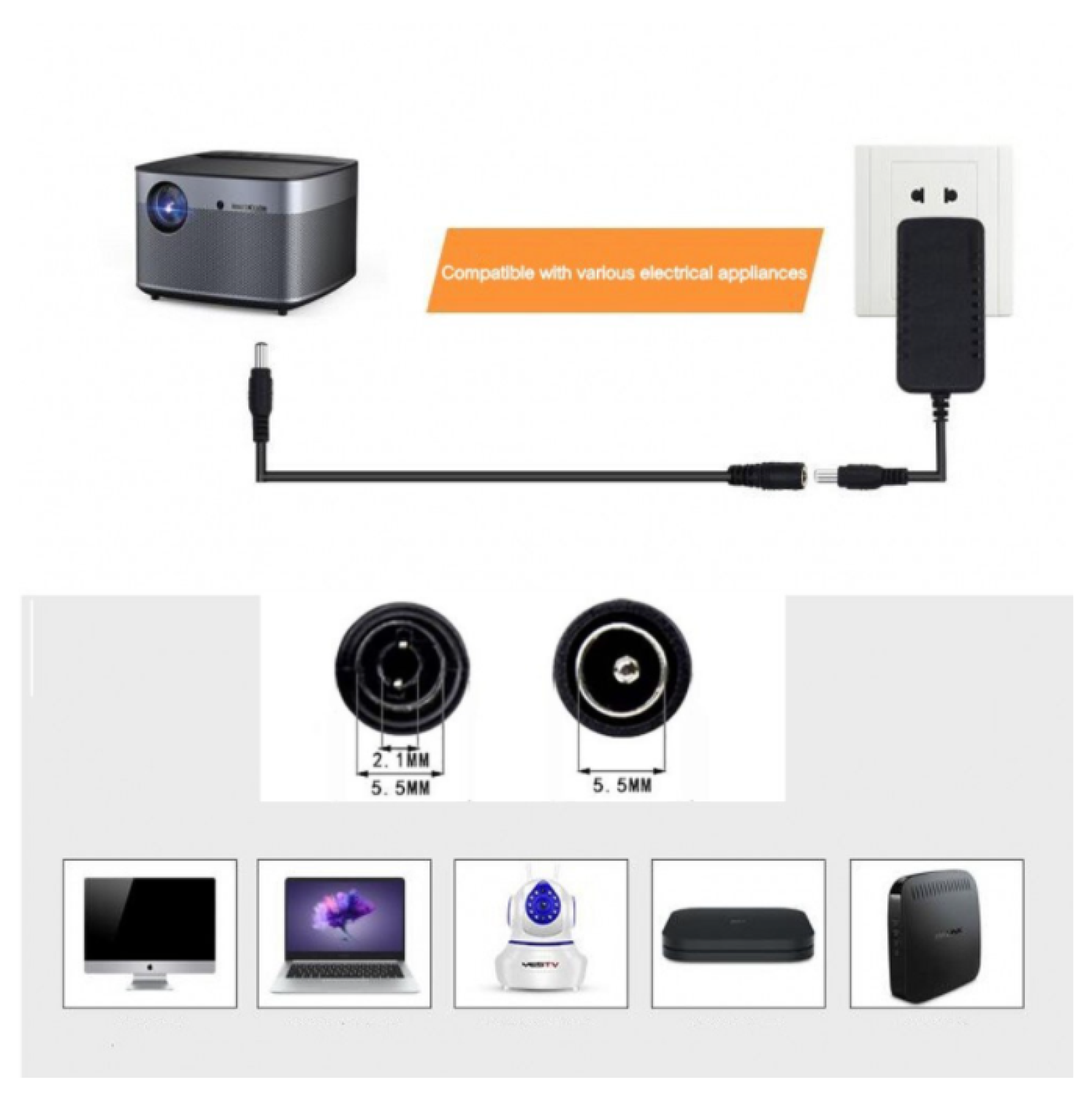 V380 PRO 12V DC Extend Cable 5.5mm*2.1mm Male Female Power Cord Cable ...