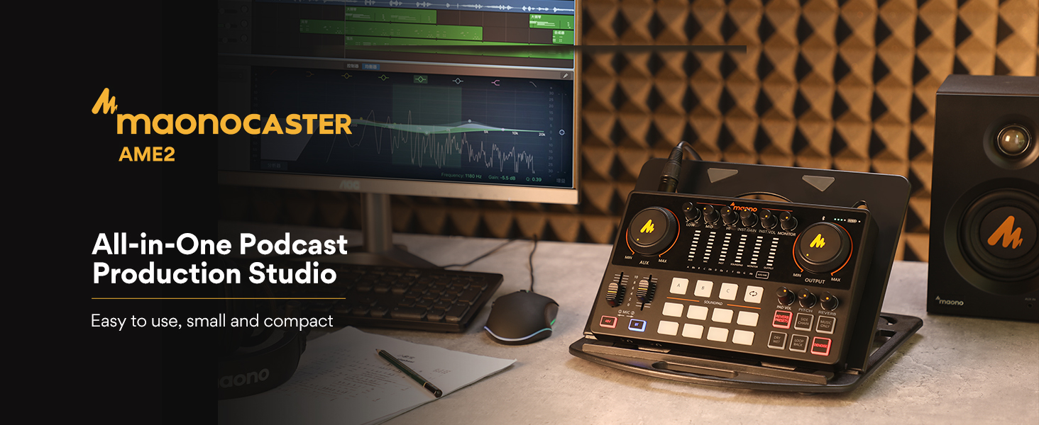 Maono AME2 Sound Card Professional Studio Mixer Audio Interface With ...