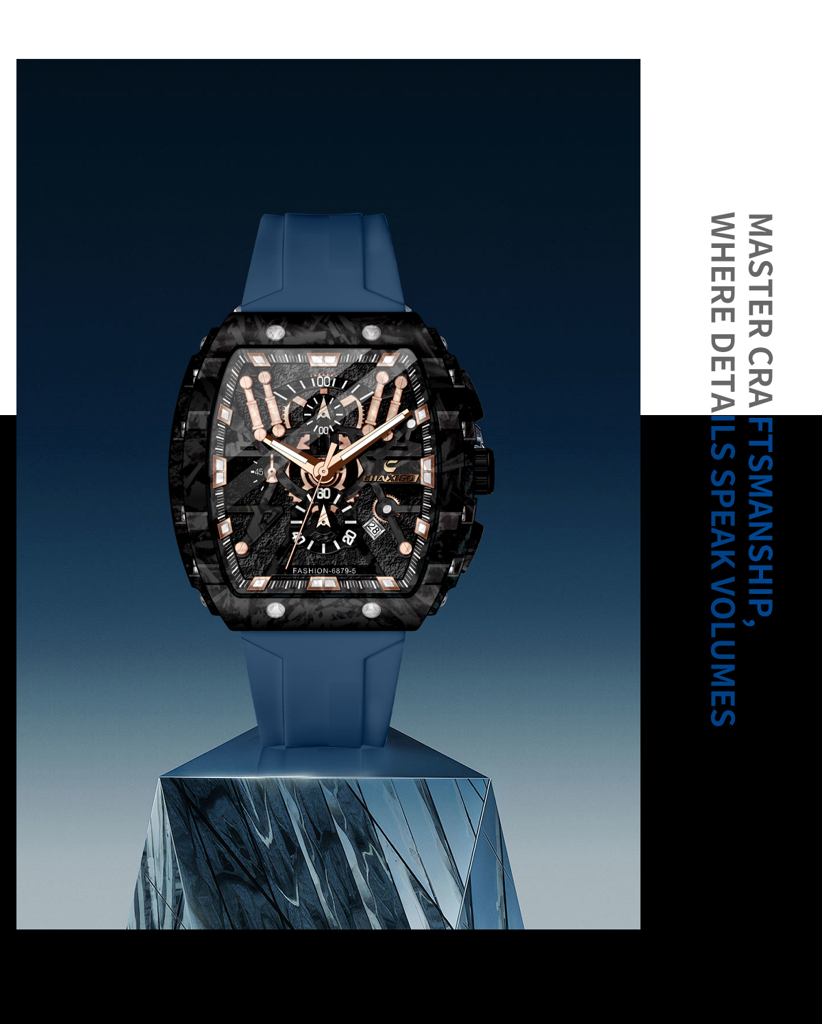 CHAIXGO Men Watch Quartz Chronograph Tonneau Dial Luminous Alloy Orange ...