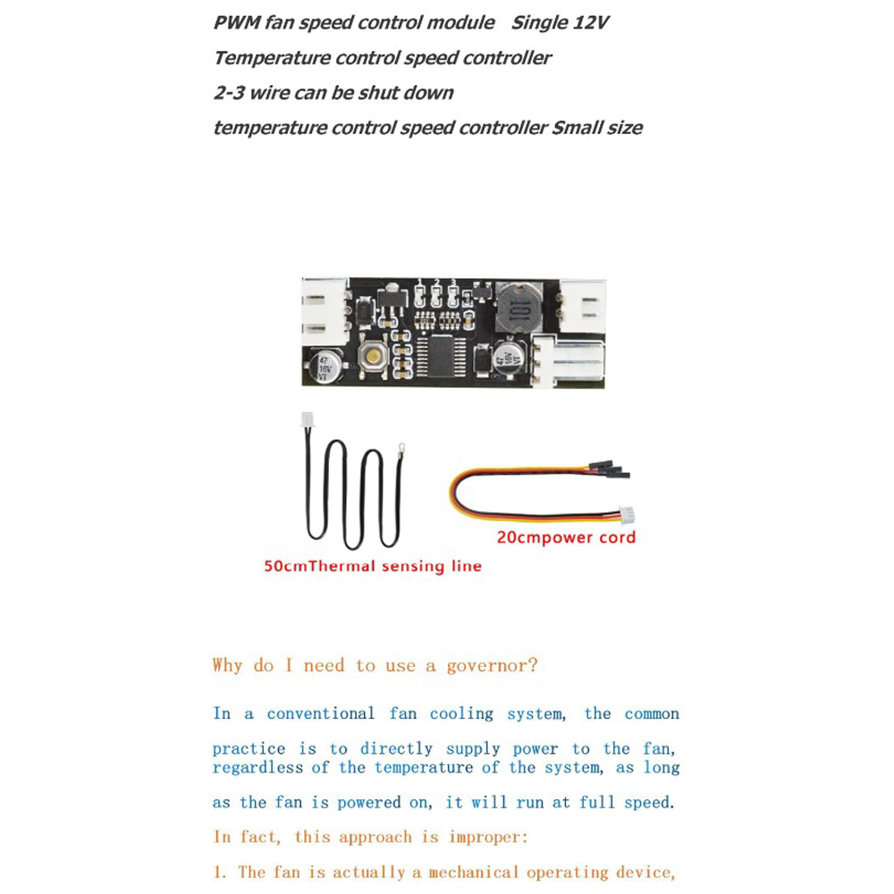 Single 12V 0.8A DC PWM 2-3 Wire Fan Temperature Control Speed Controller Chassis Computer Noise ...
