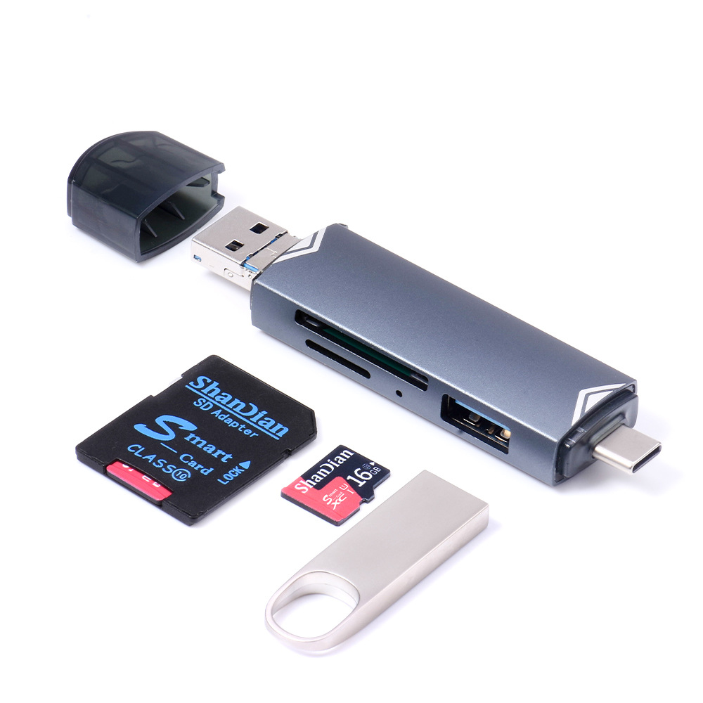 Type C SD TF Card Reader 6 in 1 USB 3.0 Card Reader for PC Laptop ...
