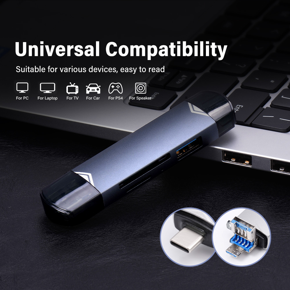 Type C SD TF Card Reader 6 in 1 USB 3.0 Card Reader for PC Laptop ...