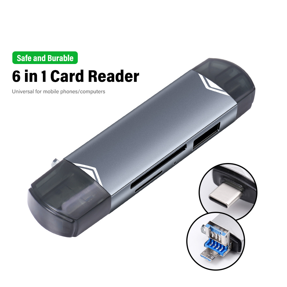 Type C SD TF Card Reader 6 in 1 USB 3.0 Card Reader for PC Laptop ...