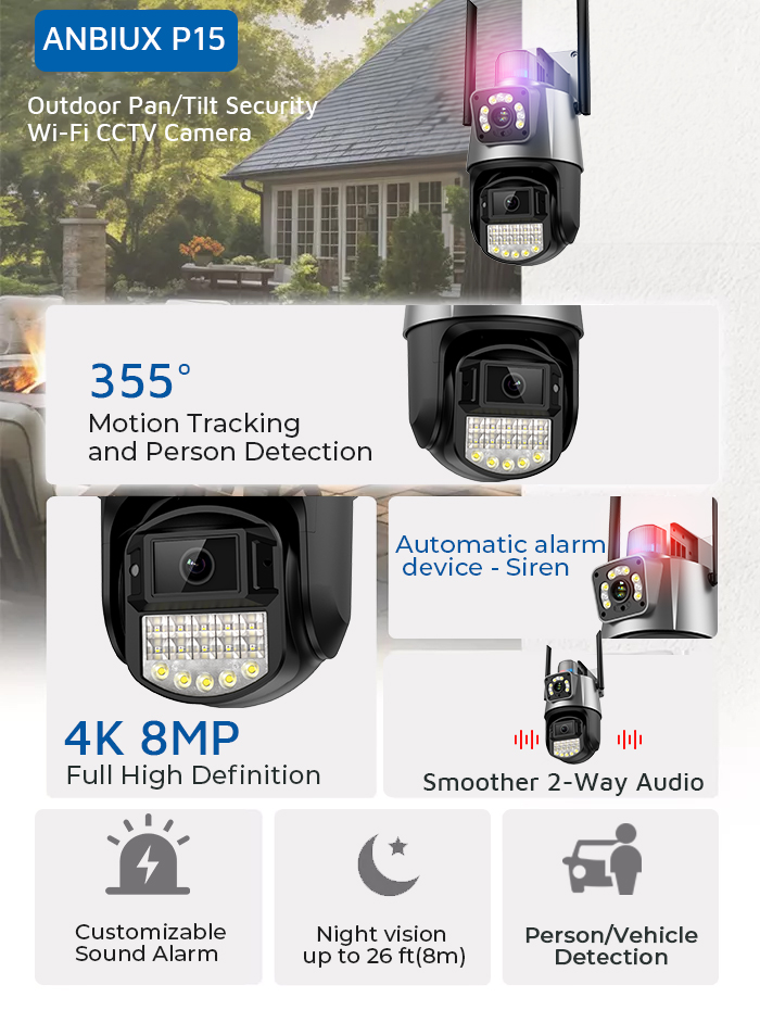 ANBIUX | ICSEE P15Q | 4K |Automatic device | Outdoor | Colored | Night ...