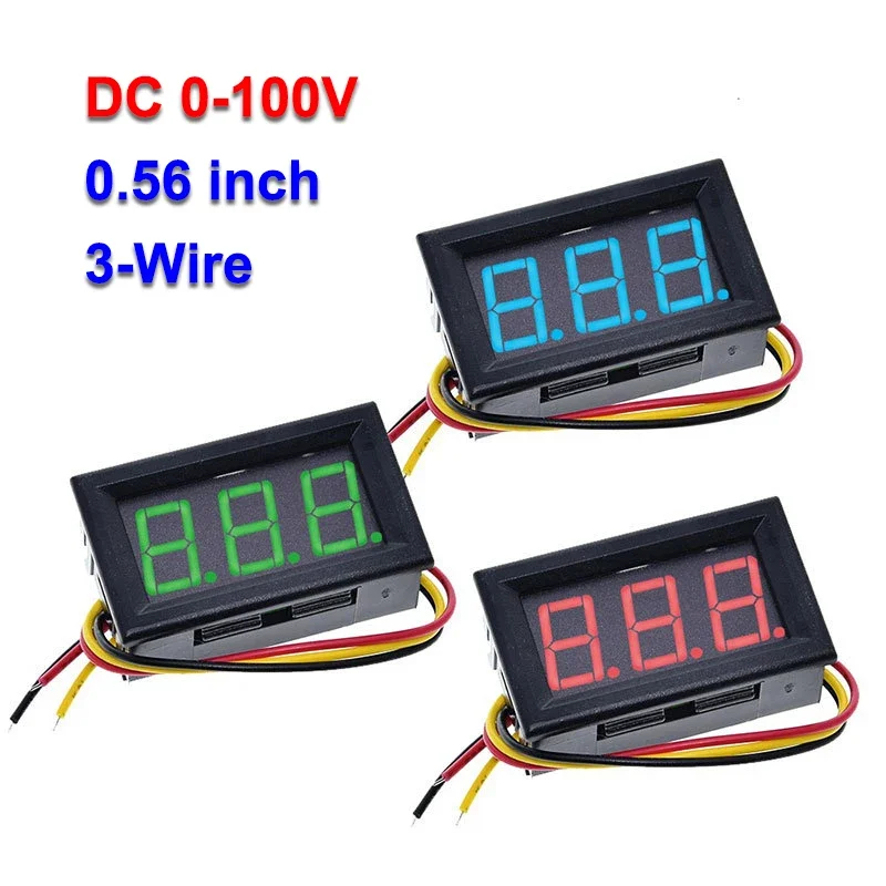 DC 0-100V 0.56 inch Digital Voltmeter LED Display Panel Auto Voltage ...