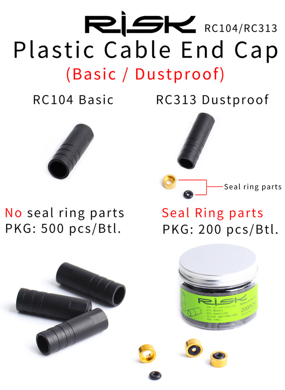 10pcs RISK Bicycle Cable End Caps for MTB Road Bike Brake/Shift Cable ...