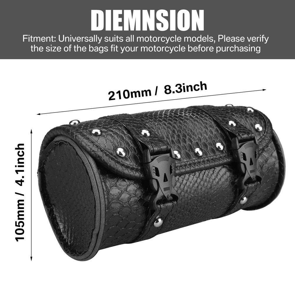 Retro PU Leather Motorcycle Bag Crocodile Pattern Cylindrical Bumper ...