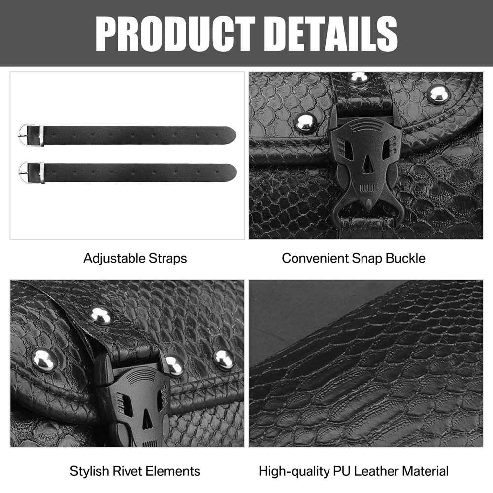 Retro PU Leather Motorcycle Bag Crocodile Pattern Cylindrical Bumper ...