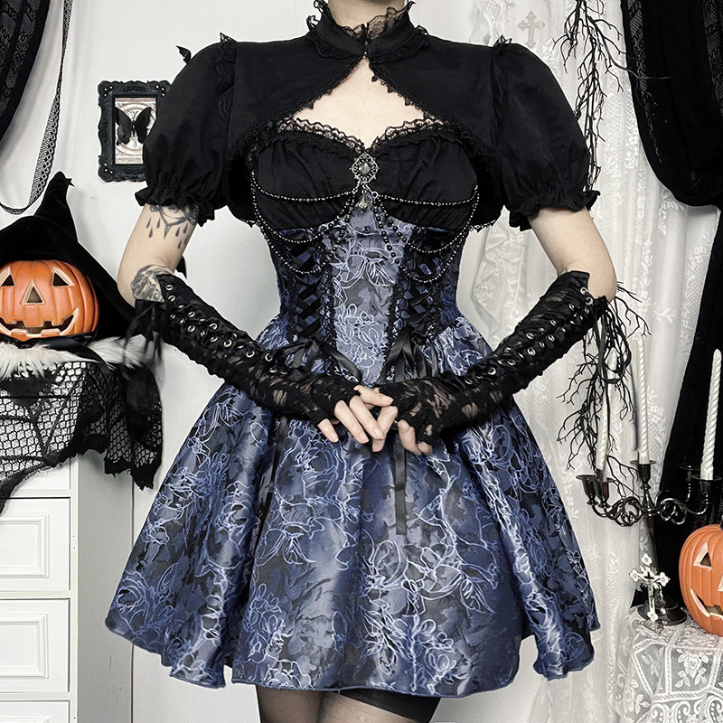 CHUNGLO Dark Gothic Lolita Dress For Woman Harajuku Streetwear ...